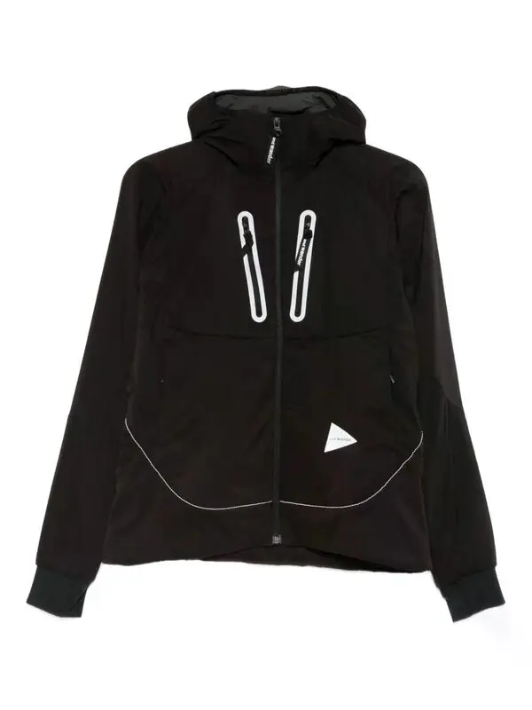 AND WANDER Hooded Zip-up Jacket - Black