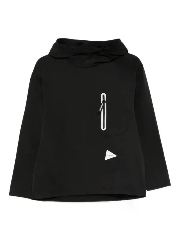AND WANDER Zip-pocket Hoodie - Black