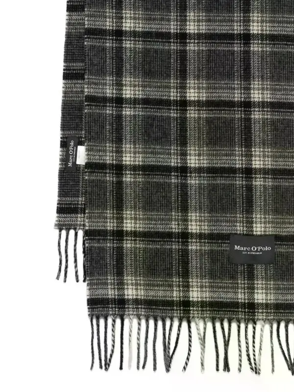 Marc O'polo Checked Fringed Scarf - Grey