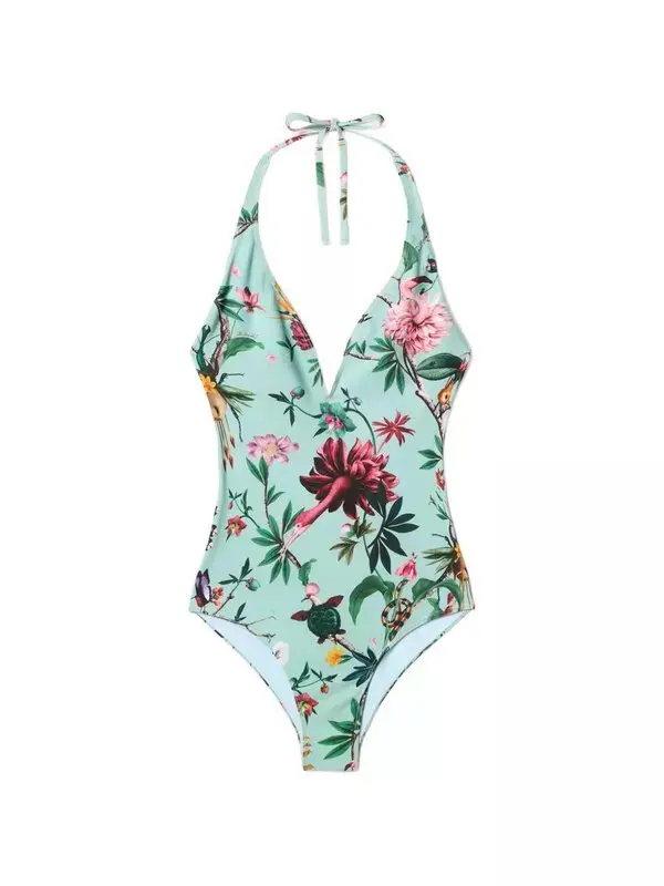 La DoubleJ Floral-print Swimsuit - Blue