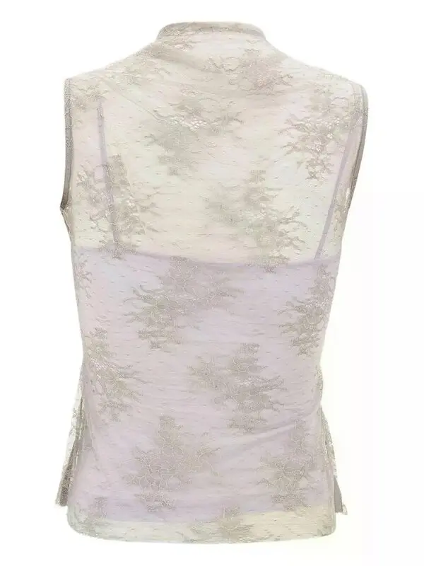 JACQUES Lace Sleeveless Top With Bow Detail