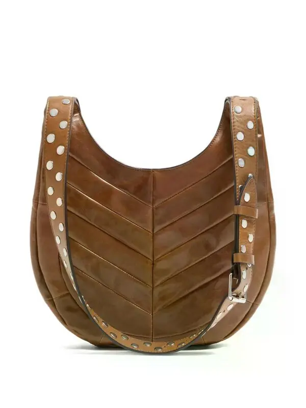 Valentino Garavani Chevron-pattern Shoulder Bag With Stud Detail - Brown