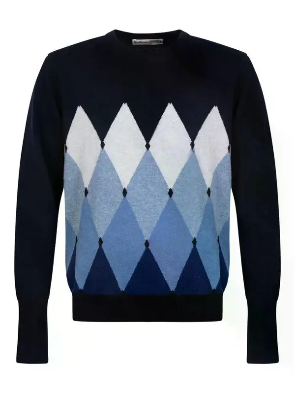 BALLANTYNE Diamond-pattern Crew-neck Sweater - Blue