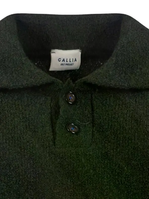 GALLIA Buttoned Collared Knitted Polo Shirt