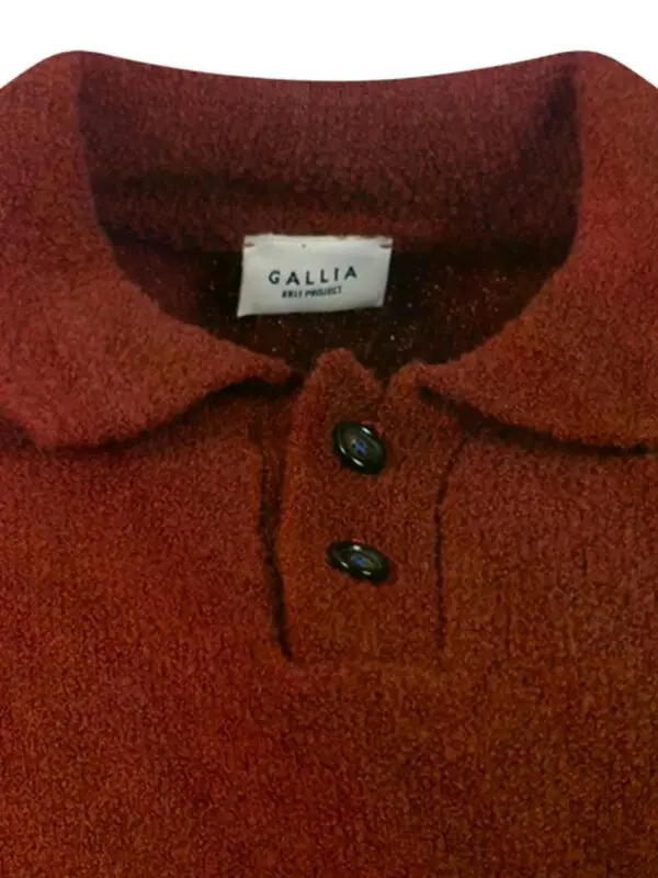 GALLIA Buttoned Collar Knitted Sweater