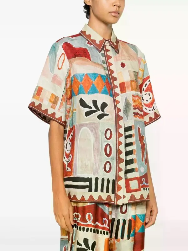 ALEMAIS Michelle Abstract-print Shirt - Neutrals