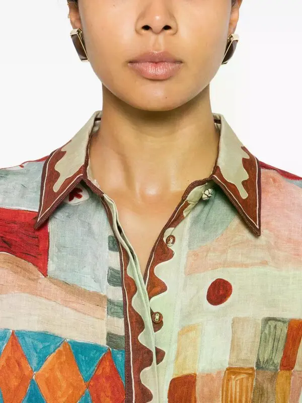 ALEMAIS Michelle Abstract-print Shirt - Neutrals