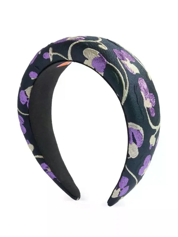 La DoubleJ Medici Floral-jacquard Headband - Black