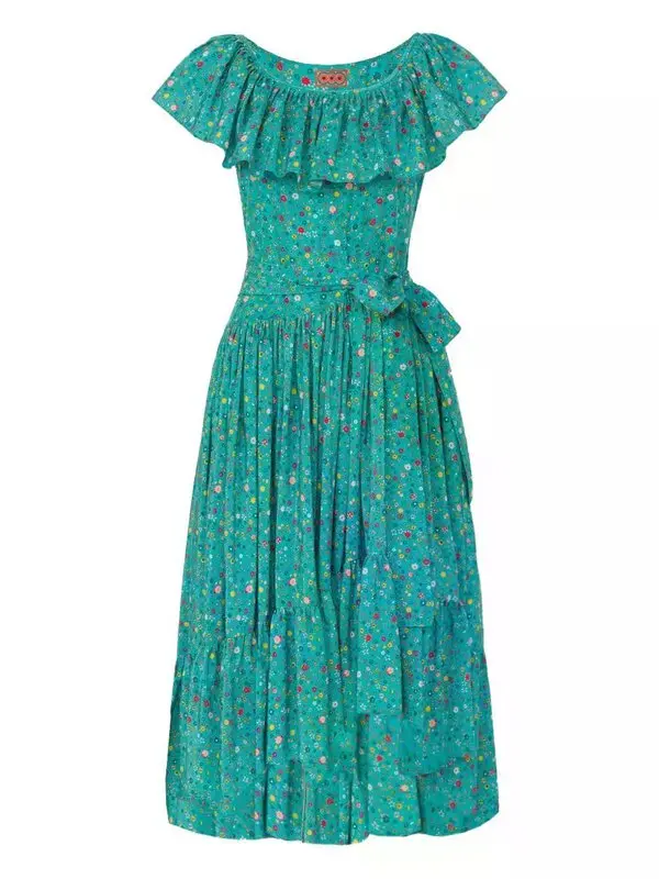 Lhd Ruffled Jungle Island Dress - Green