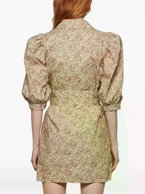 Lhd Casitas Puff-sleeve Belted Dress - Neutrals