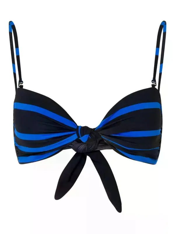 CALA DE LA CRUZ Lara Striped Bikini Top - Black
