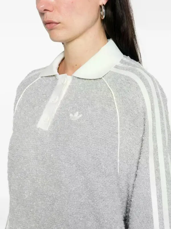 Adidas Three-stripe Bouclé Polo Top