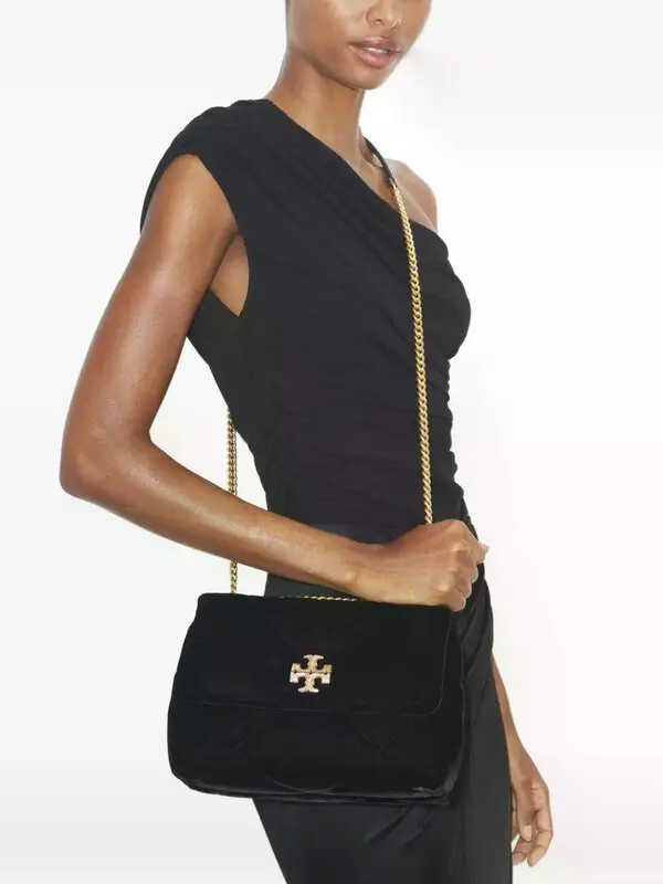 Tory Burch Kira Diamond-quilted Velvet Shoulder Bag - Black