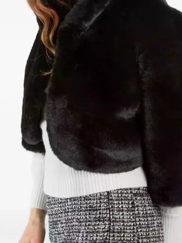 Derhy Cropped Faux Fur Jacket