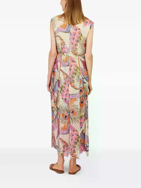 Derhy Feather Print Midi Dress