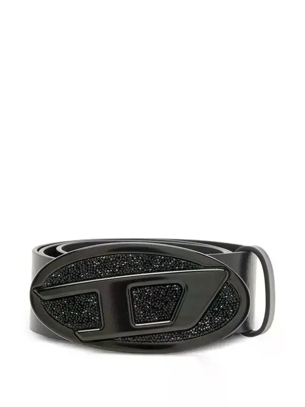 DIESEL B-1dr 2.0 Full Rocks Leather Belt - Black