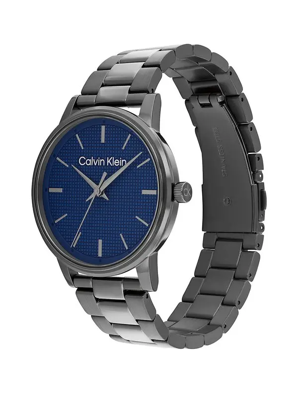 Calvin Klein Textured Dial Link Bracelet Watch - Blue