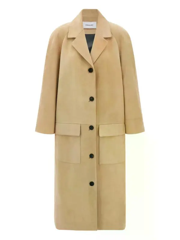 FERRAGAMO Single-breasted Suede Coat