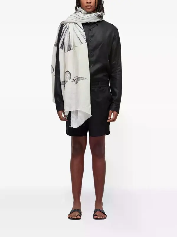OSKLEN Concha Duo Shell-print Linen Scarf