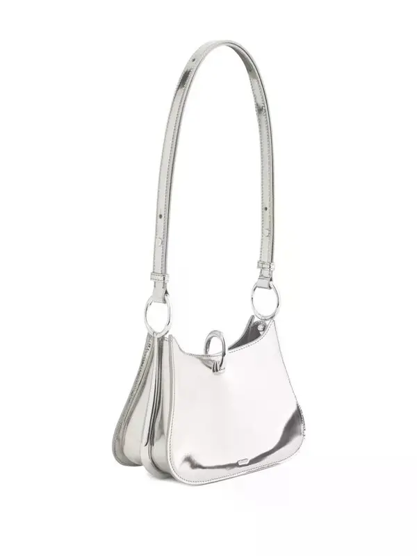 Rabanne Ring-detail Leather Shoulder Bag - Silver