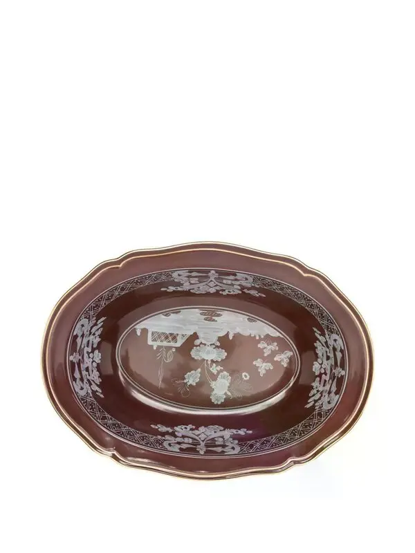 GINORI 1735 Oriente Italiano Floral Oval Bowl - Brown