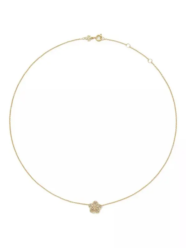 Tory Burch Forget Me Not Pavé Pendant Necklace - Gold