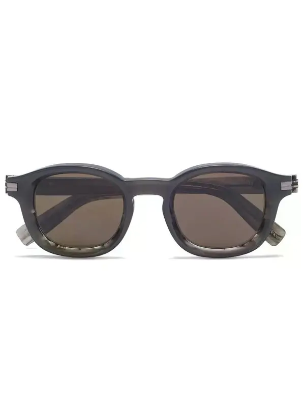 Zegna Striped Round-shape Sunglasses - Grey
