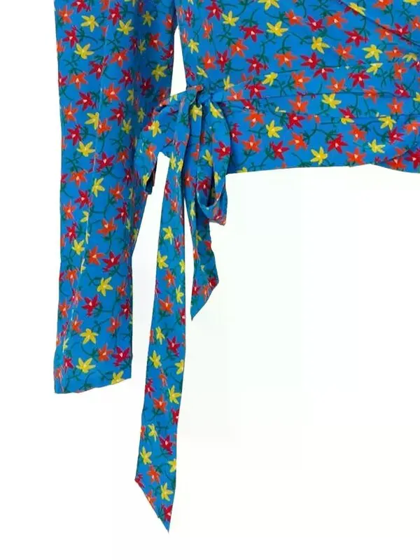 Lhd Odalys Puffed Sleeve Floral Blouse - Blue