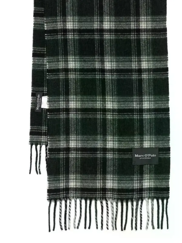 Marc O'polo Checked Fringed Scarf - Green