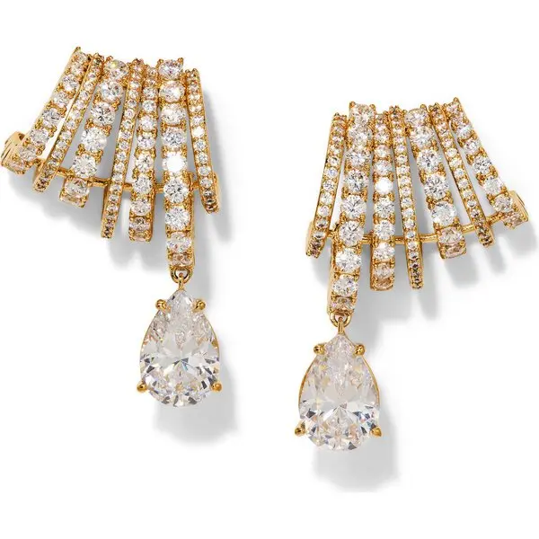 Nadri Bonne Anne Cubic Zirconia Climber Earrings - Gold