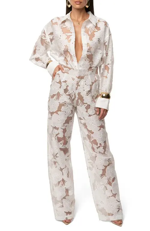 JLUXLABEL Floral Organza High-waist Pants