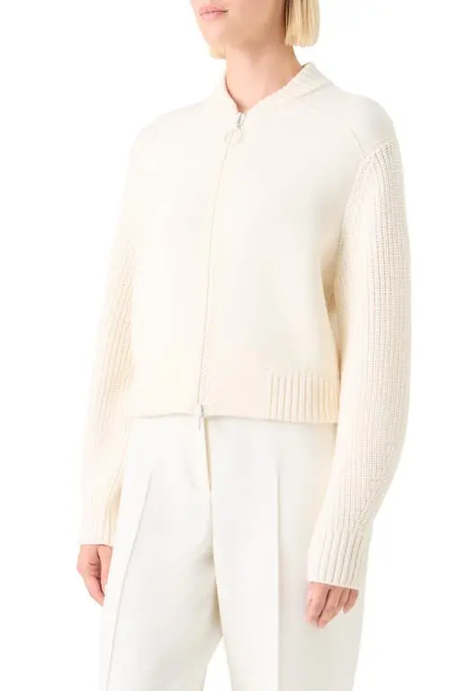 Akris Stretch Virgin Wool Bomber Cardigan