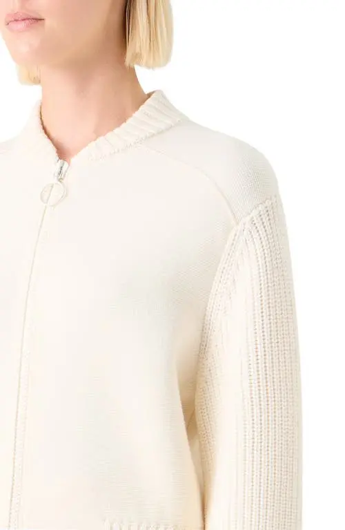 Akris Stretch Virgin Wool Bomber Cardigan