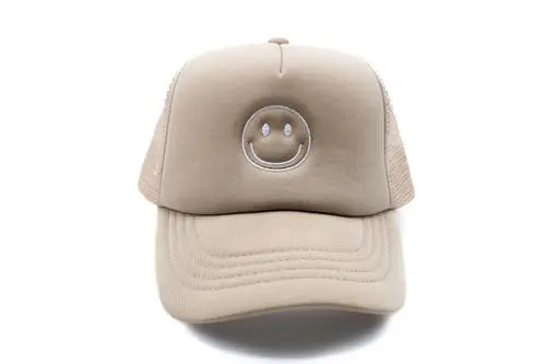 REY TO Z Smiley Foam Trucker Hat - Khaki