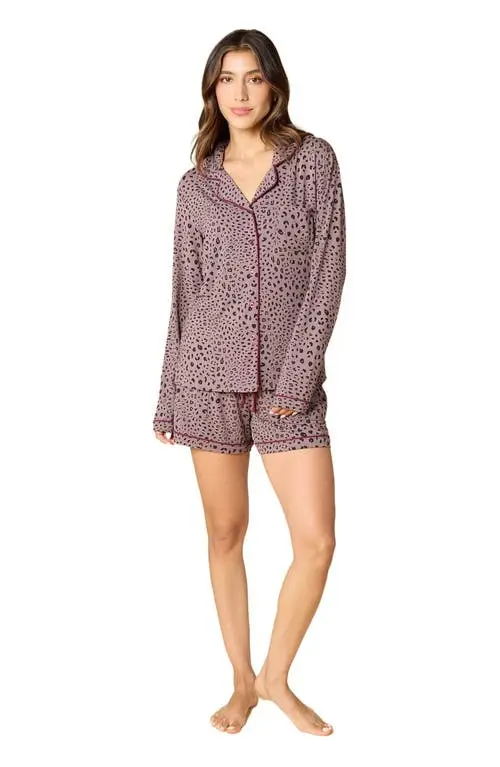 SOFTIES Aria Slim Notch Collar Long Sleeve Short Set - Wild Driftwood
