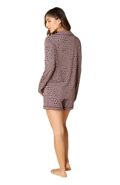 SOFTIES Aria Slim Notch Collar Long Sleeve Short Set - Wild Driftwood