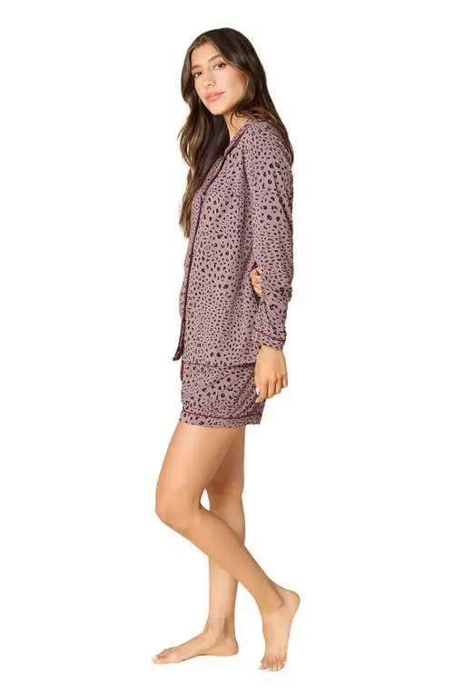 SOFTIES Aria Slim Notch Collar Long Sleeve Short Set - Wild Driftwood