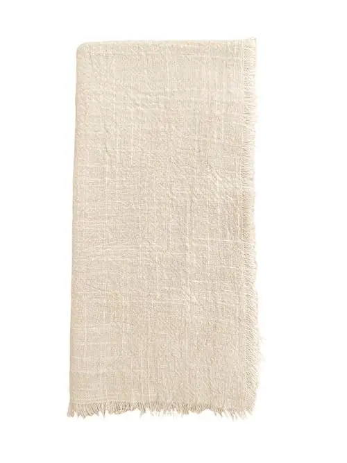 Anaya Cotton Gauze Fringe Napkins- Set Of 4 - Almond Beige