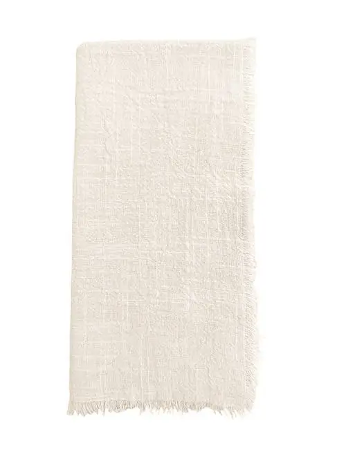 Anaya Cotton Gauze Fringe Napkins- Set Of 4 - Ivory