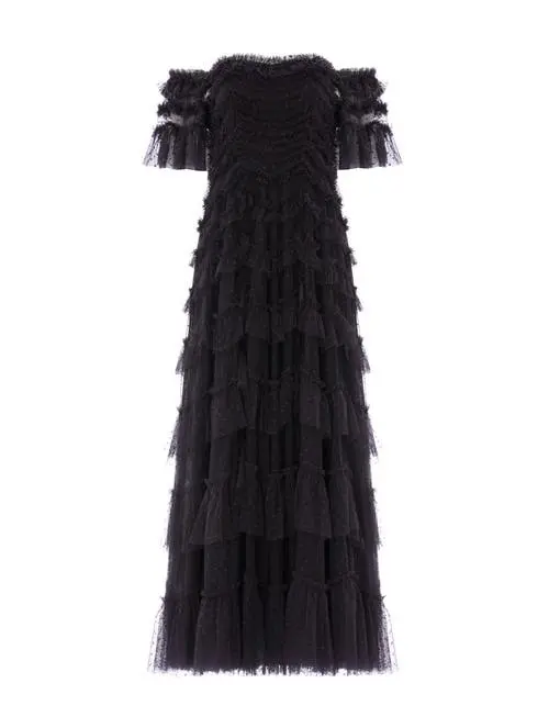 NEEDLE & THREAD Aviana Off-shoulder Tulle Gown - Graphite
