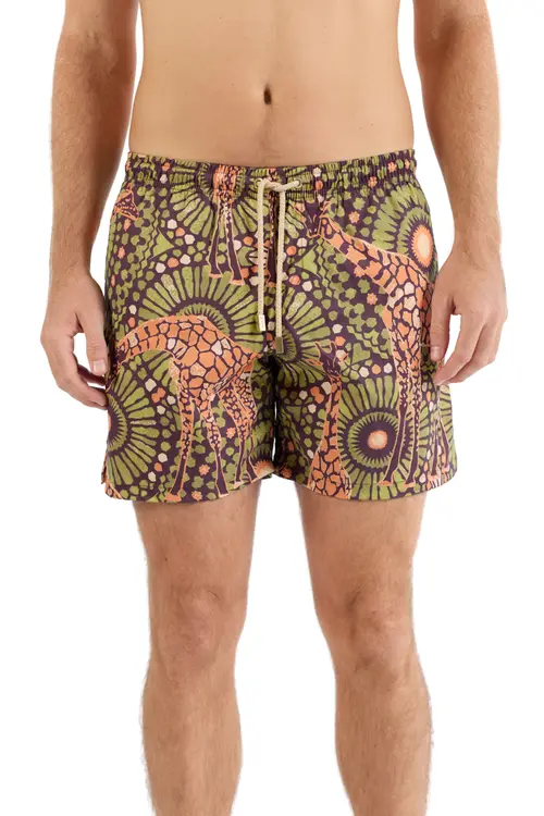 Kenny Flowers Animal Print Swim Trunks - Brown