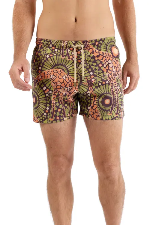 Kenny Flowers Animal Print Swim Trunks