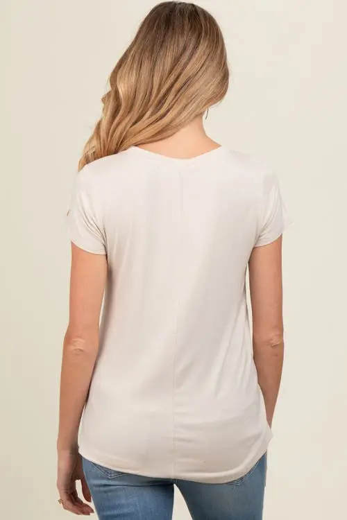PINKBLUSH Basic Short Sleeve Top - Beige