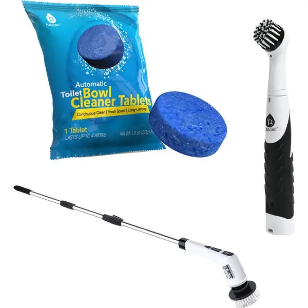 PURSONIC Cleaning Power Bundle Power Scrubbers Brushes & Toilet Tablets - Multicolor