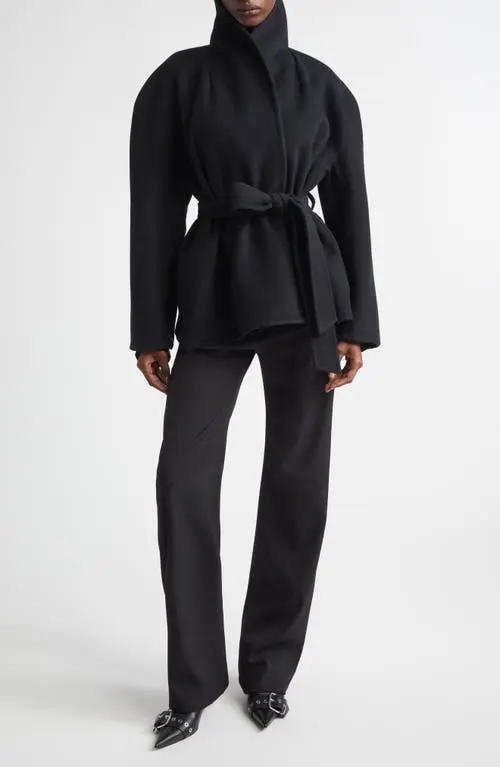 Balenciaga Short Double Face Wool Wrap Coat