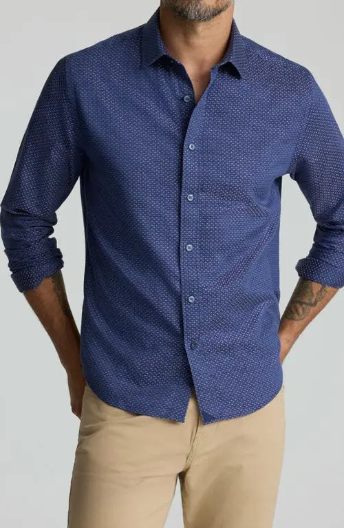 UNTUCKIT Rigby Micropattern Wrinkle Free Cotton Button-up Shirt - Navy