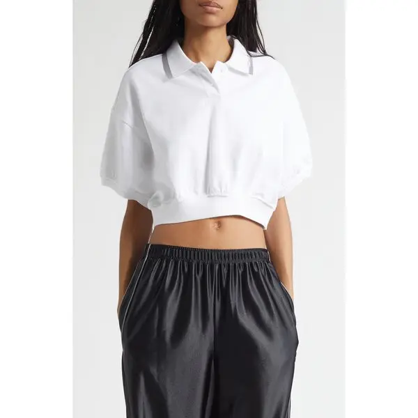 Alexander Wang Cinched Crop Cotton Polo - White