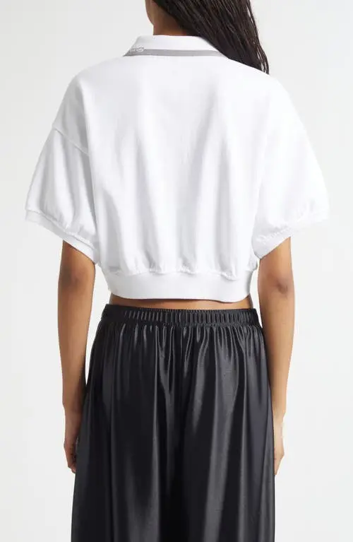 Alexander Wang Cinched Crop Cotton Polo - White