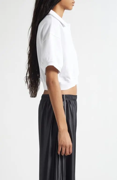 Alexander Wang Cinched Crop Cotton Polo - White