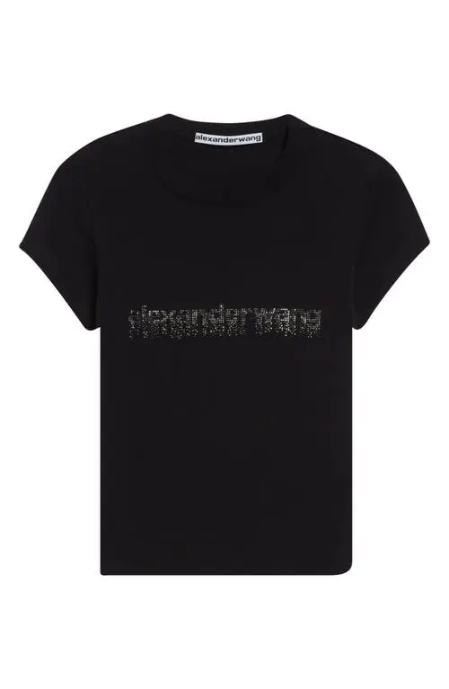 Alexander Wang Hotfix Crystal Logo Baby Tee - Black